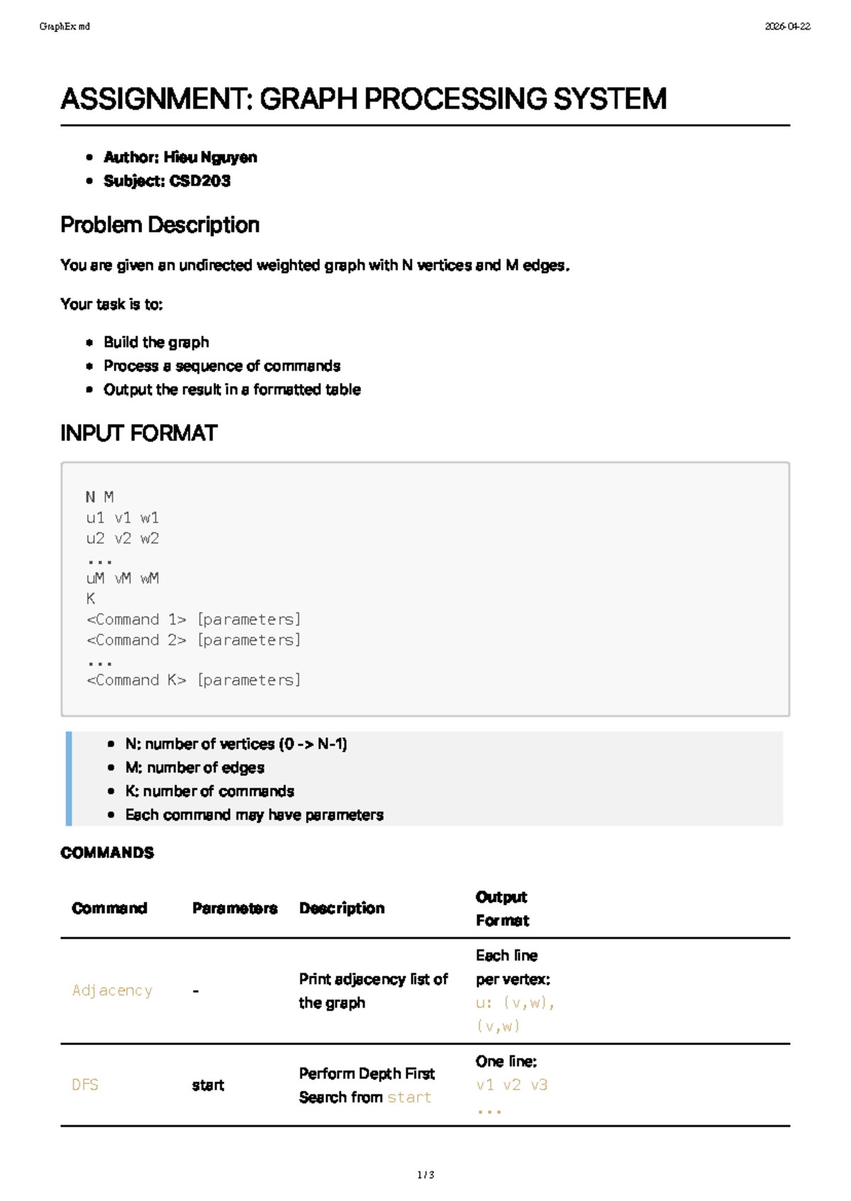CSD203 Assignment: Graph Processing System Overview - Studocu