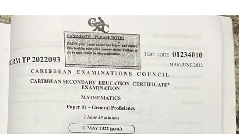 CSEC Mathematics Paper 1 General Proficiency Answers - May/June 2022 ...