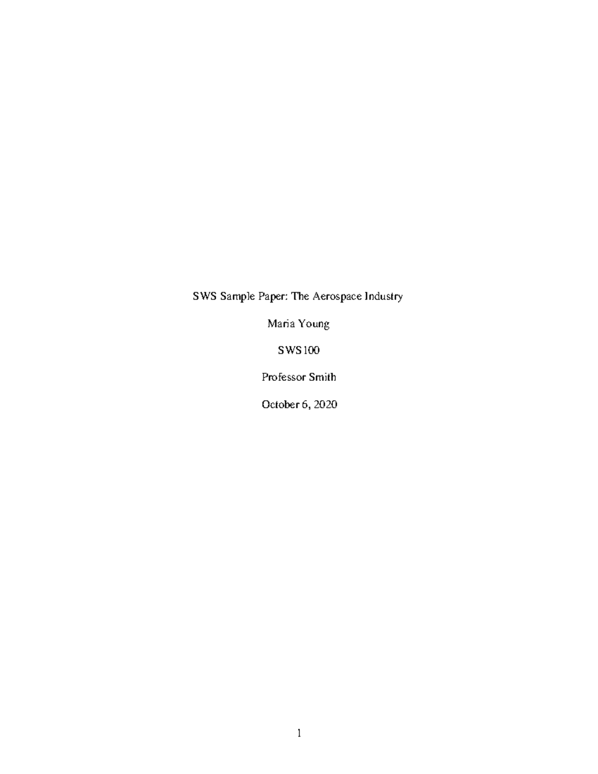 SWS Sample Paper 09: An Analysis of the Aerospace Industry - Studocu