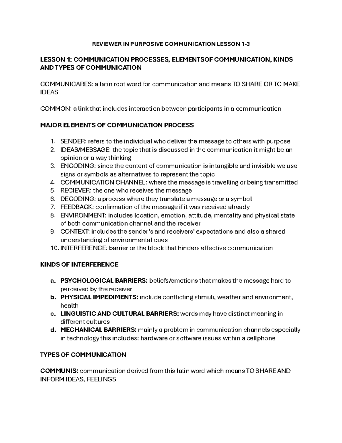 Reviewer in Purposive Communication Lessons 1-3: Key Concepts and ...