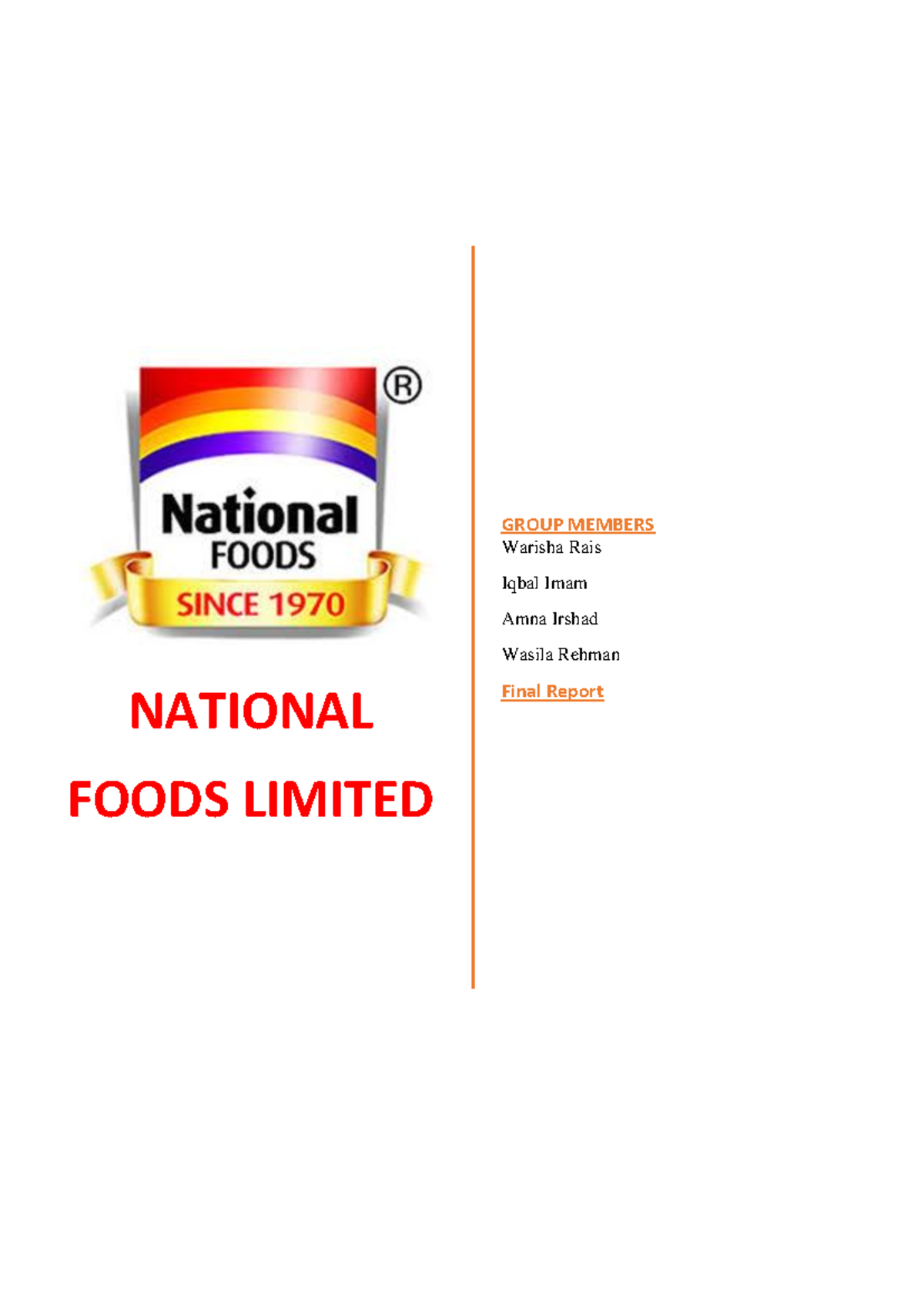 BM Final Report: Brand Management Analysis of National Foods - Studocu