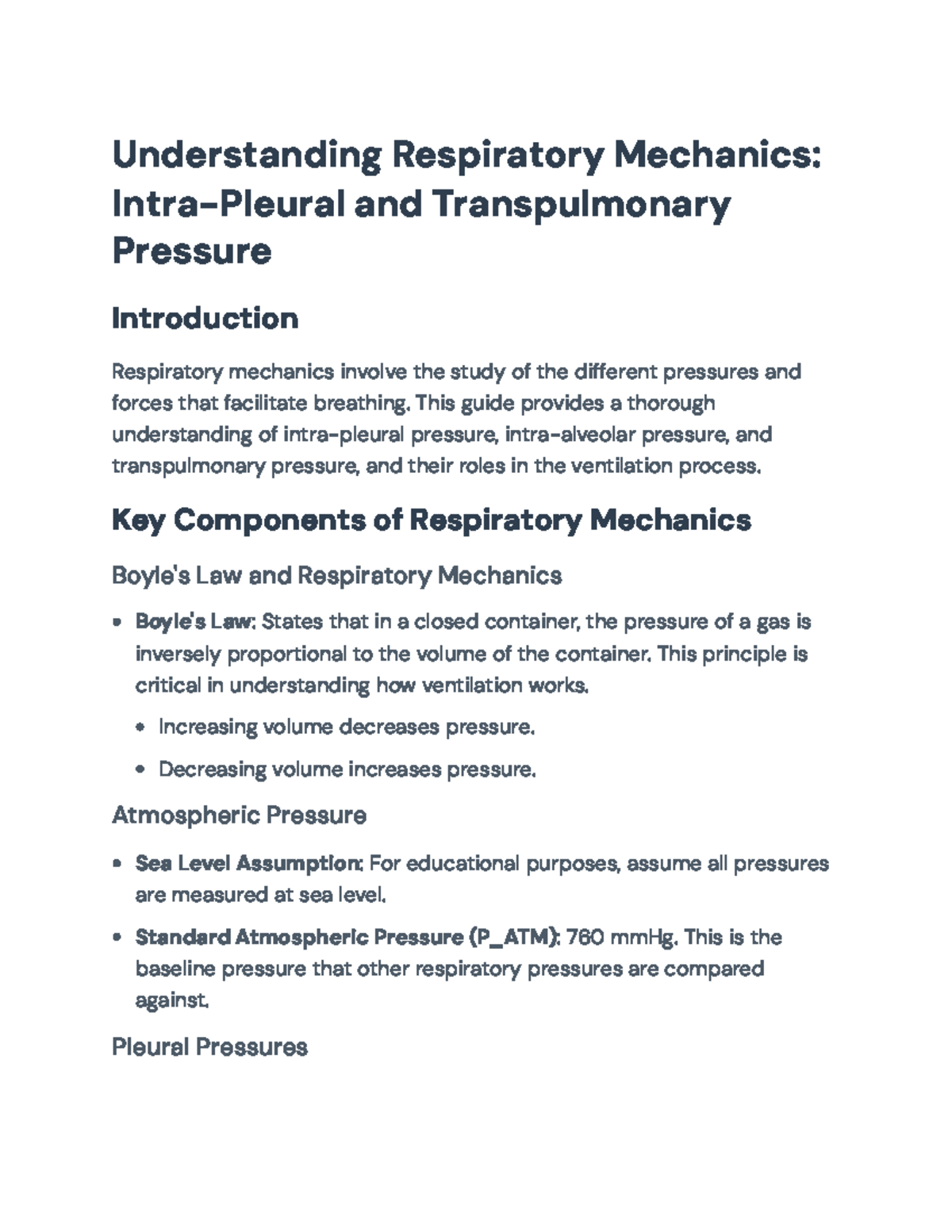 Understanding Respiratory Mechanics: Intra-Pleural & Transpulmonary ...