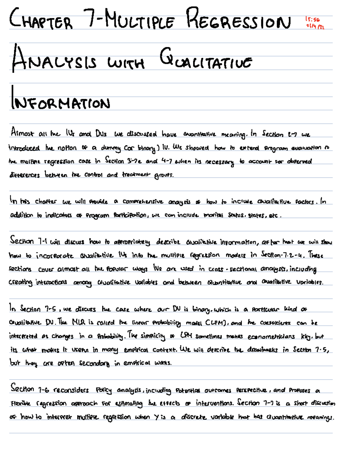 Chapter 7 - Multiple Regression Analysis with Qualitative Information - CHAPTER 7 MULTIPLE - Studocu