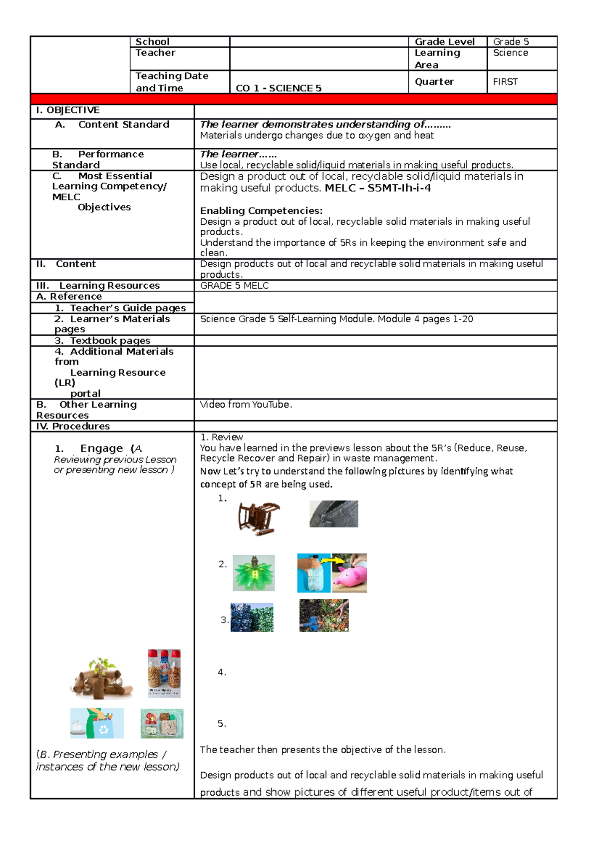 COT-SCI 5 Q1: Designing Useful Products from Recyclable Materials - Studocu