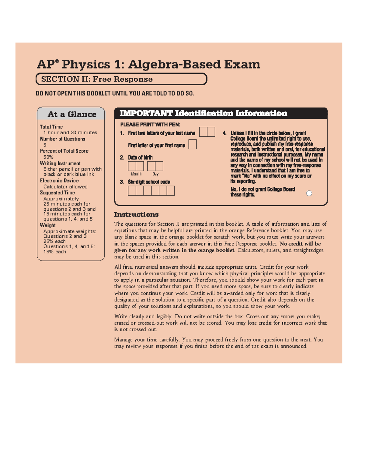 AP Physics 1: 2022 Practice Exam 1 Free Response Questions - Studocu