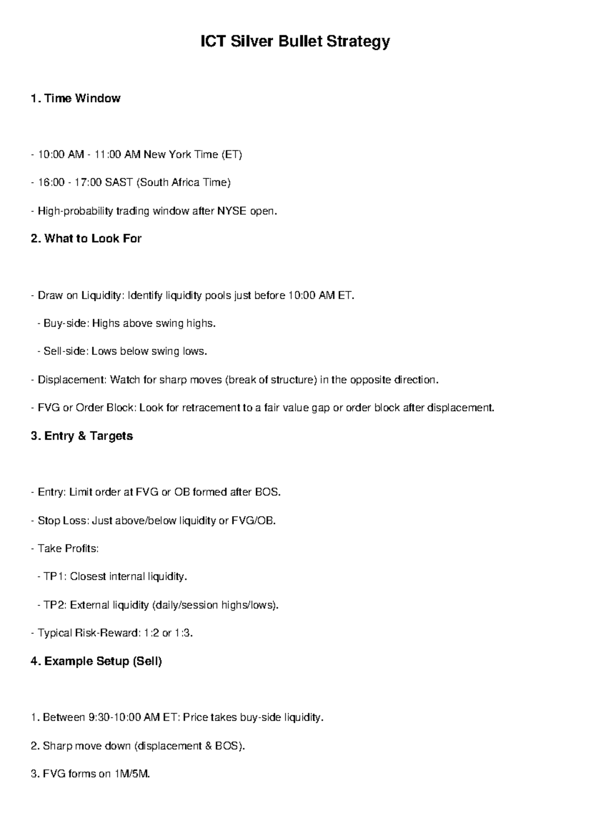 ICT Silver Bullet Strategy: Trading Window & Entry Targets Guide - Studocu