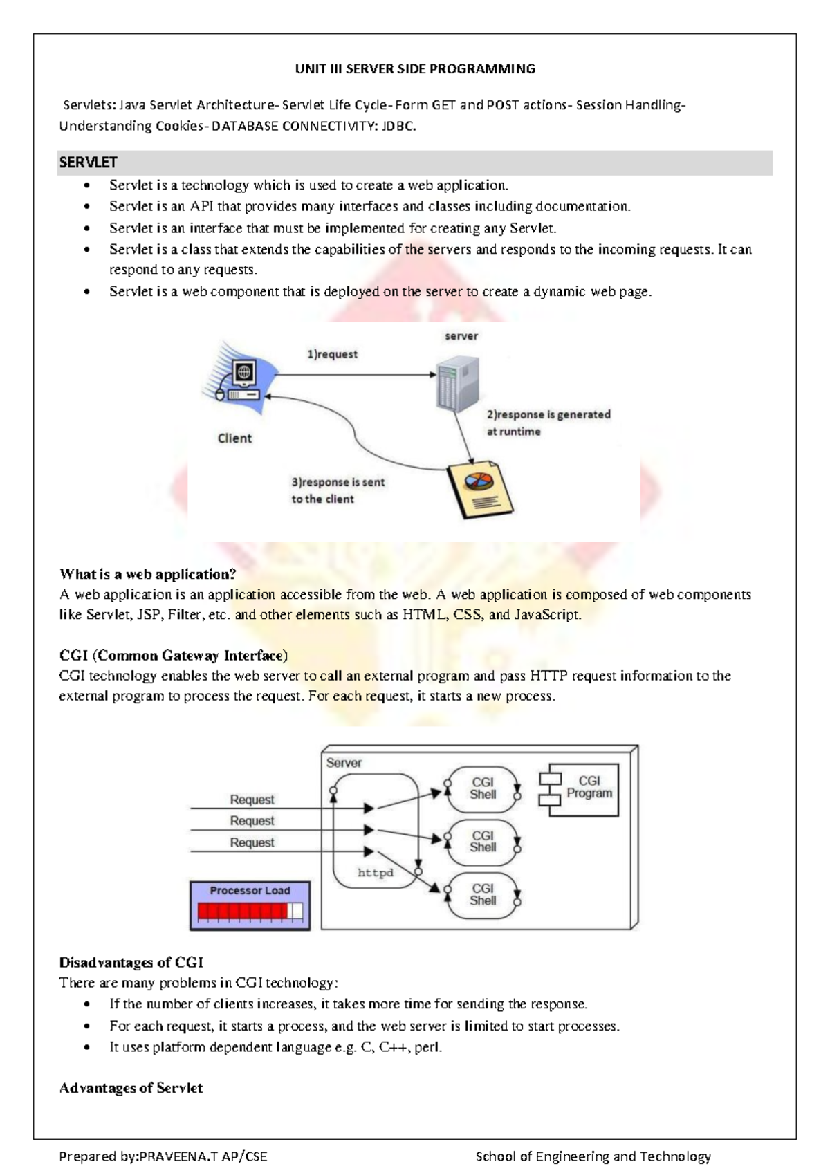 UNIT 3: Understanding Java Servlets, JDBC, and Session Handling - Studocu