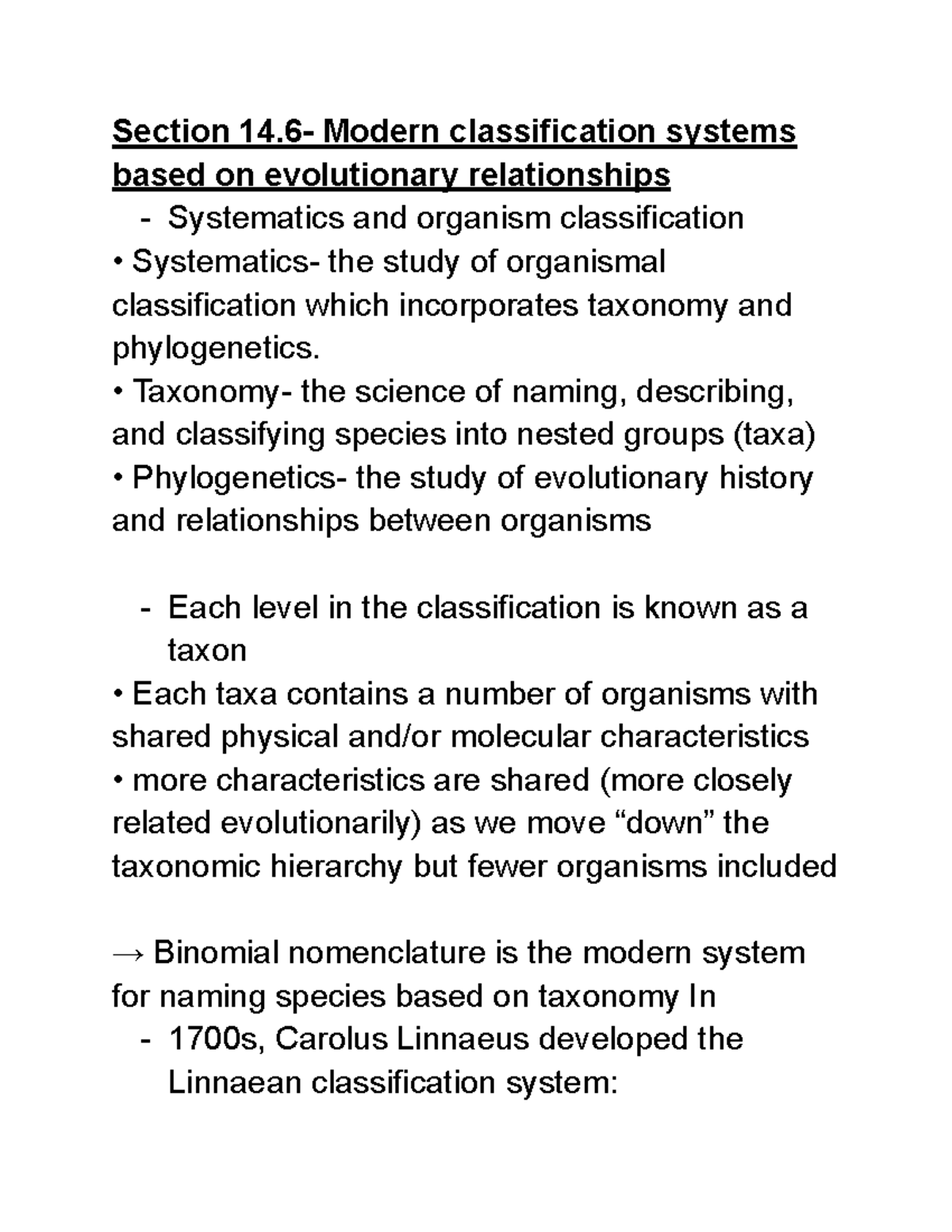 Chapter 14 Section 6 - Modern classification systems based on ...