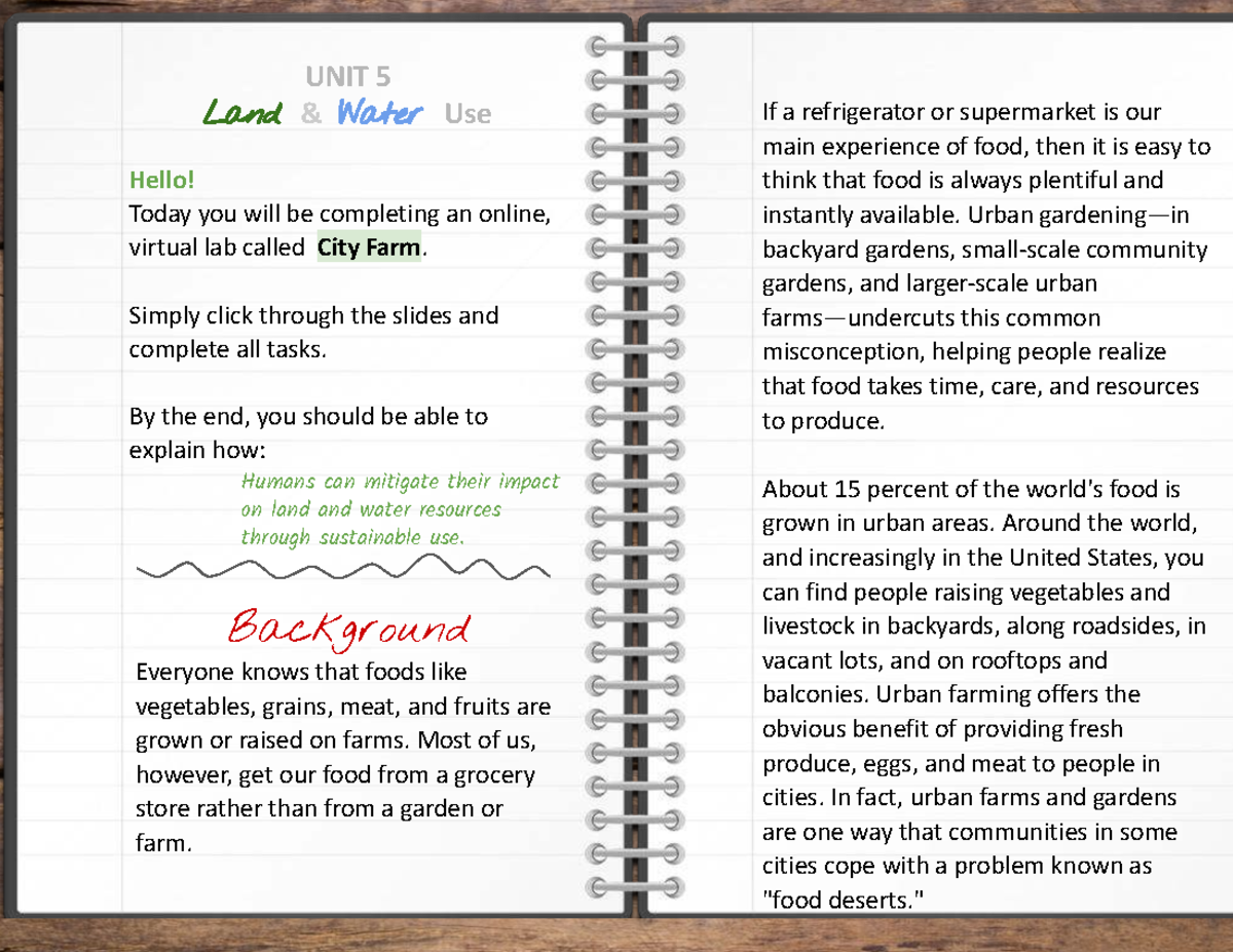UNIT 5 Lab: Urban Farming & Sustainable Land Use - Studocu
