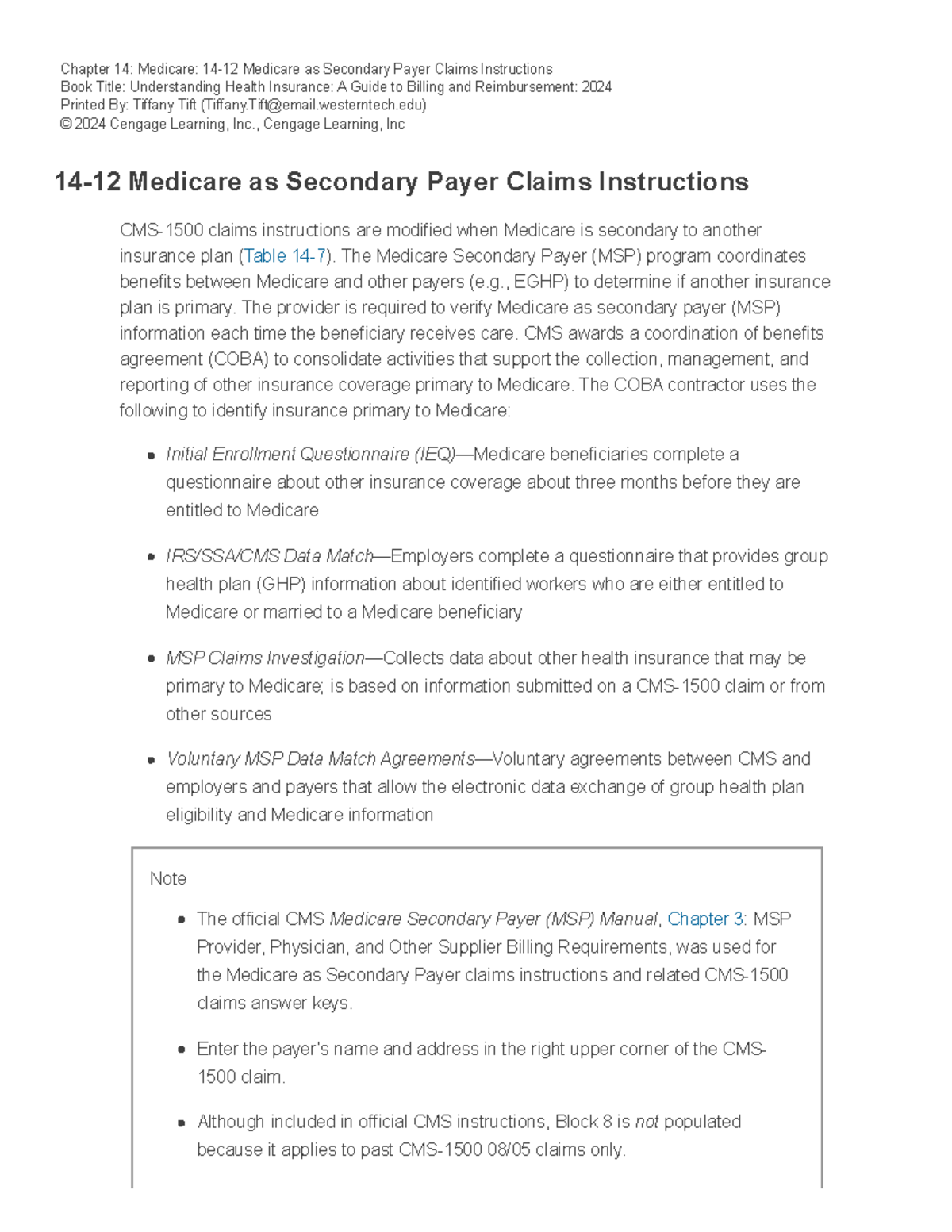 Medicare Secondary Payer Claims Instructions - UHI 2024 Guide - Studocu