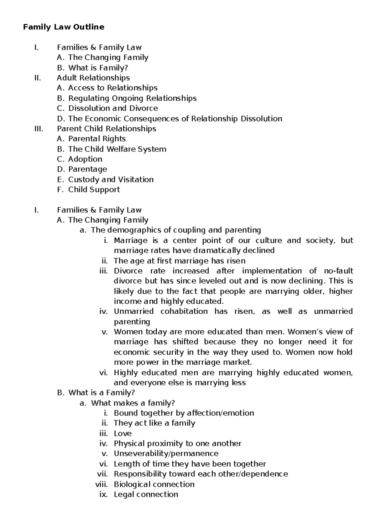 Family Law Outline: Key Concepts and Case Analyses (LAW 101) - Studocu