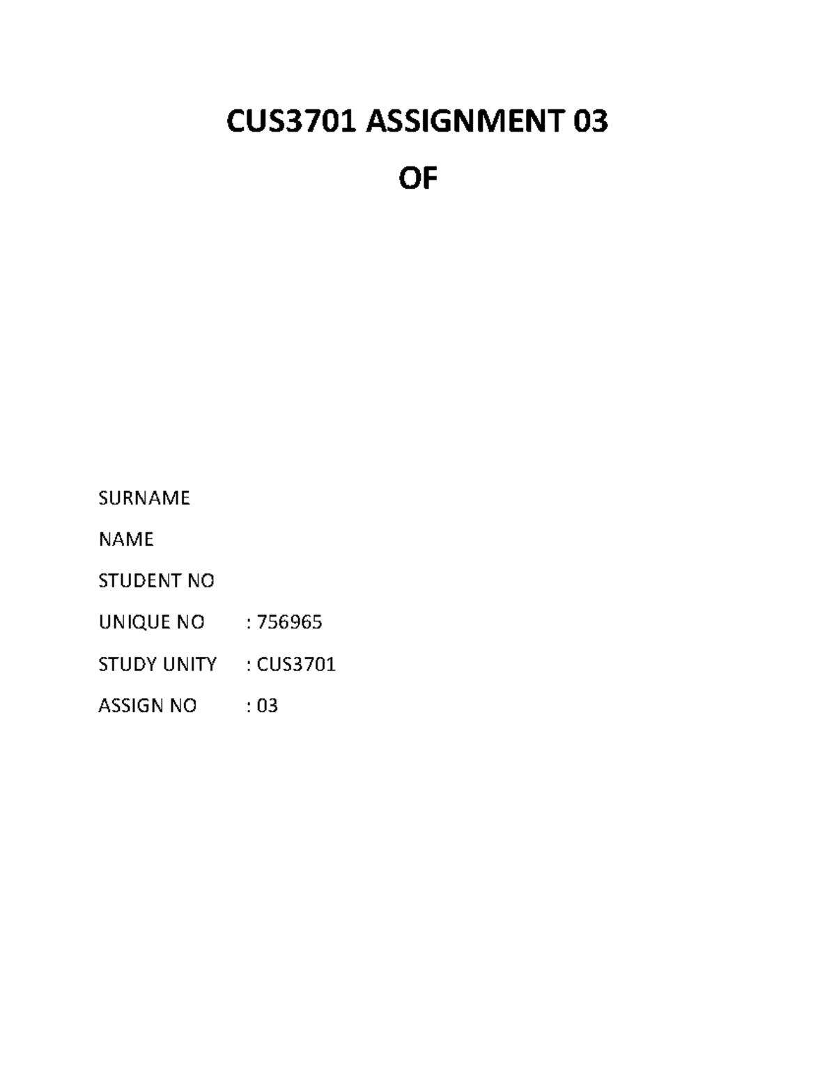 CUS3701 Assignment 3: Exploring Curriculum Context and Implementation ...
