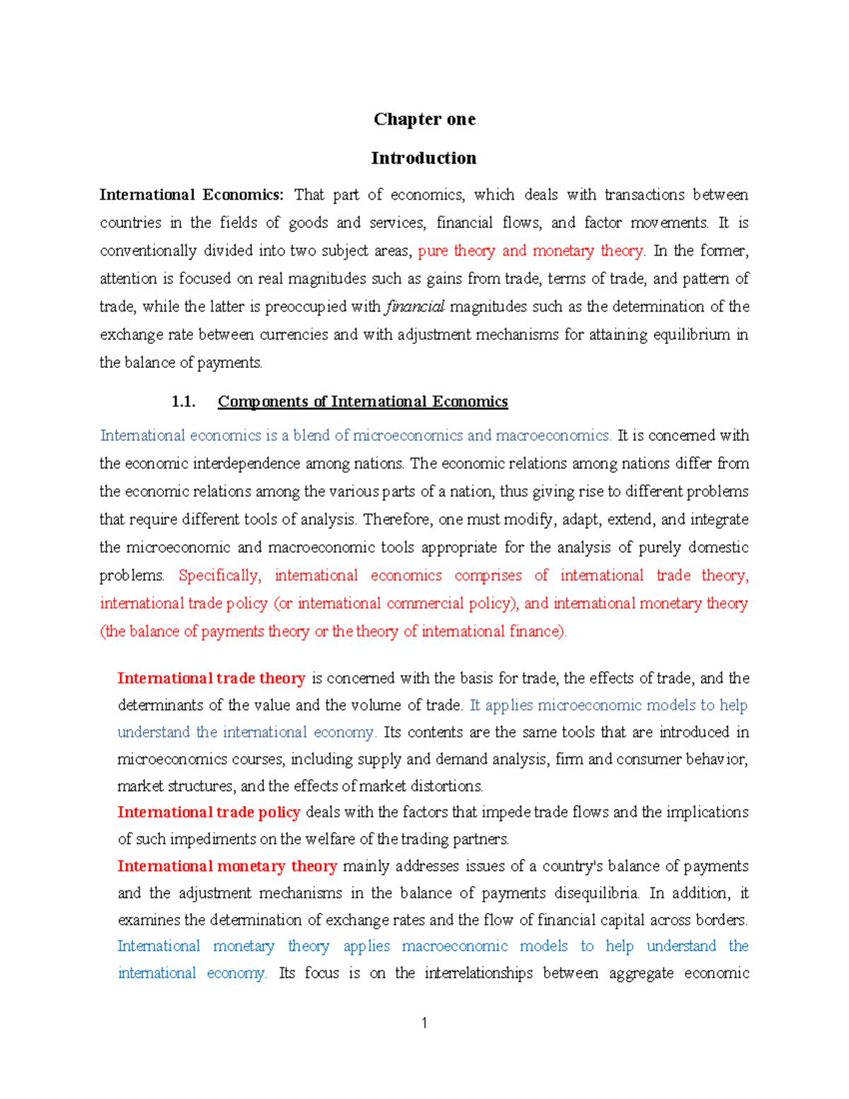 Chapter 1: Introduction to International Economics - Studocu