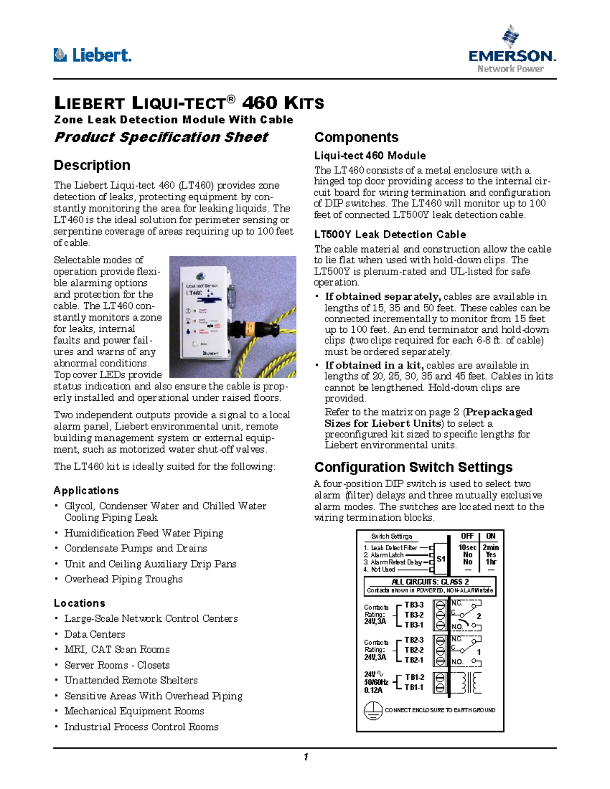 Liebert 460 KITS Zone Leak Detection Module Spec Sheet - Studocu