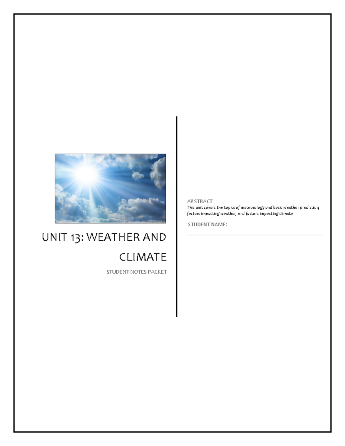 NYS Regents Earth Science Unit 13: Weather and Climate Study Notes ...