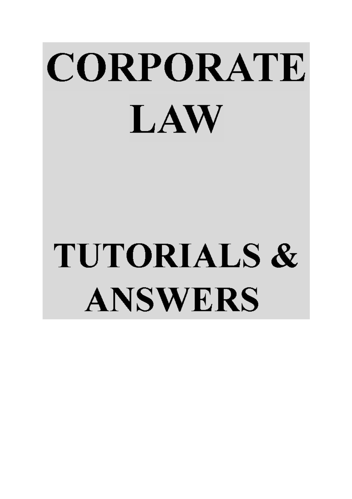 Corporate Law Tuts and Answers' - CORPORATE LAW TUTORIALS & ANSWERS ...