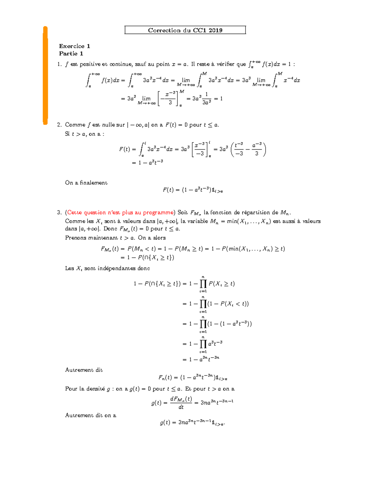 Cc1 Numéro 1 Corr Correction Cc1 2023 Correction Du Cc1 2019
