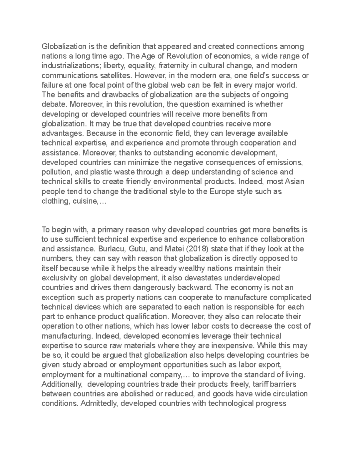 Research essay - Globalization - Globalization is the definition that ...