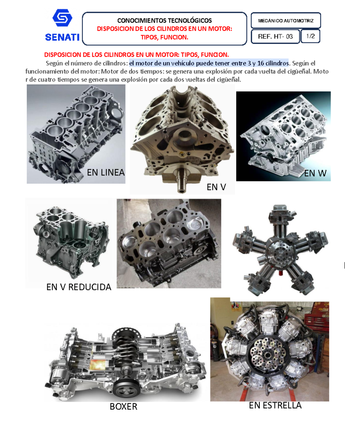 MECÁNICO AUTOMOTRIZ REF. 03: Disposición y Constitución de Cilindros y ...