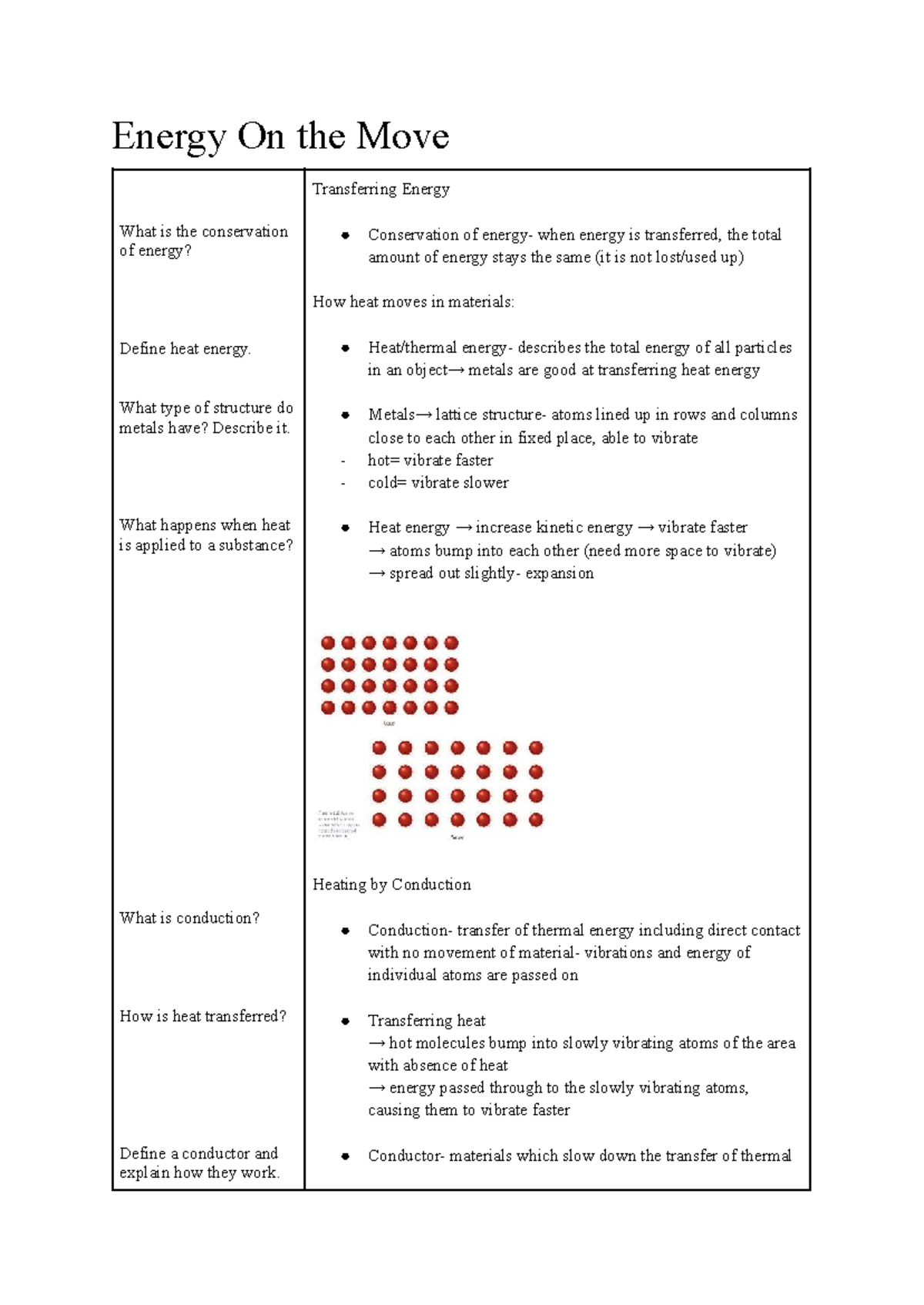 Year 9 Science: Energy Transfer & Atomic Structure Cornell Notes - Studocu