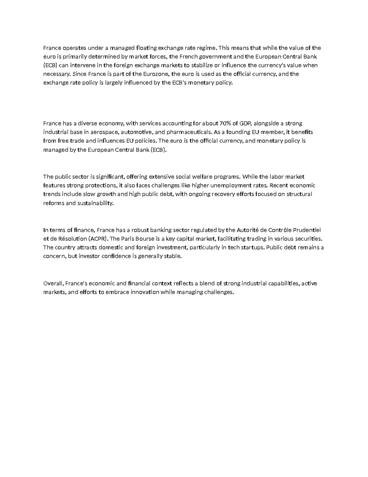 France's Managed Floating Exchange Rate Regime Explained - Studocu