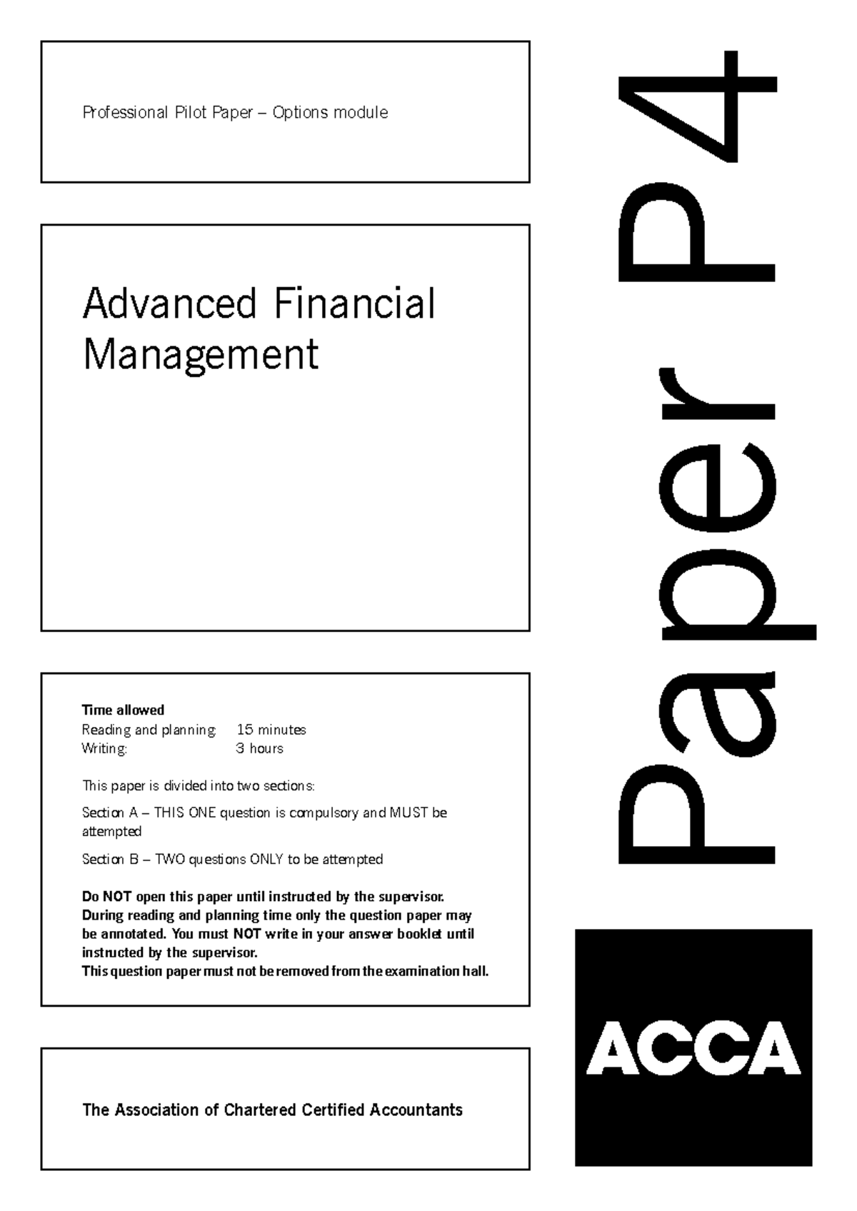 Professional Pilot Paper P4 - Advanced Financial Management 2023 - Studocu