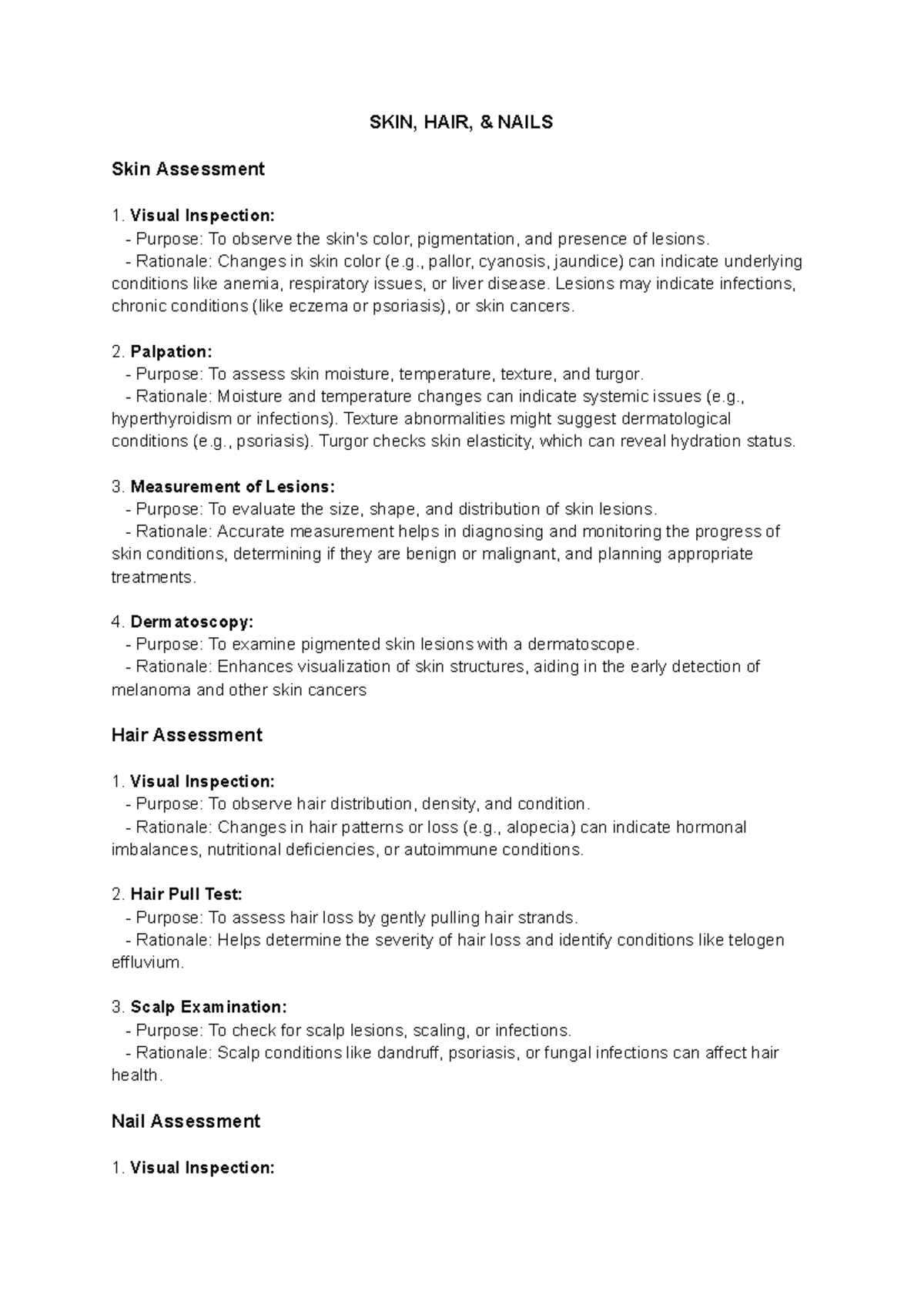 Skin, Hair, & Nails Assessment Techniques for Health Care Professionals ...