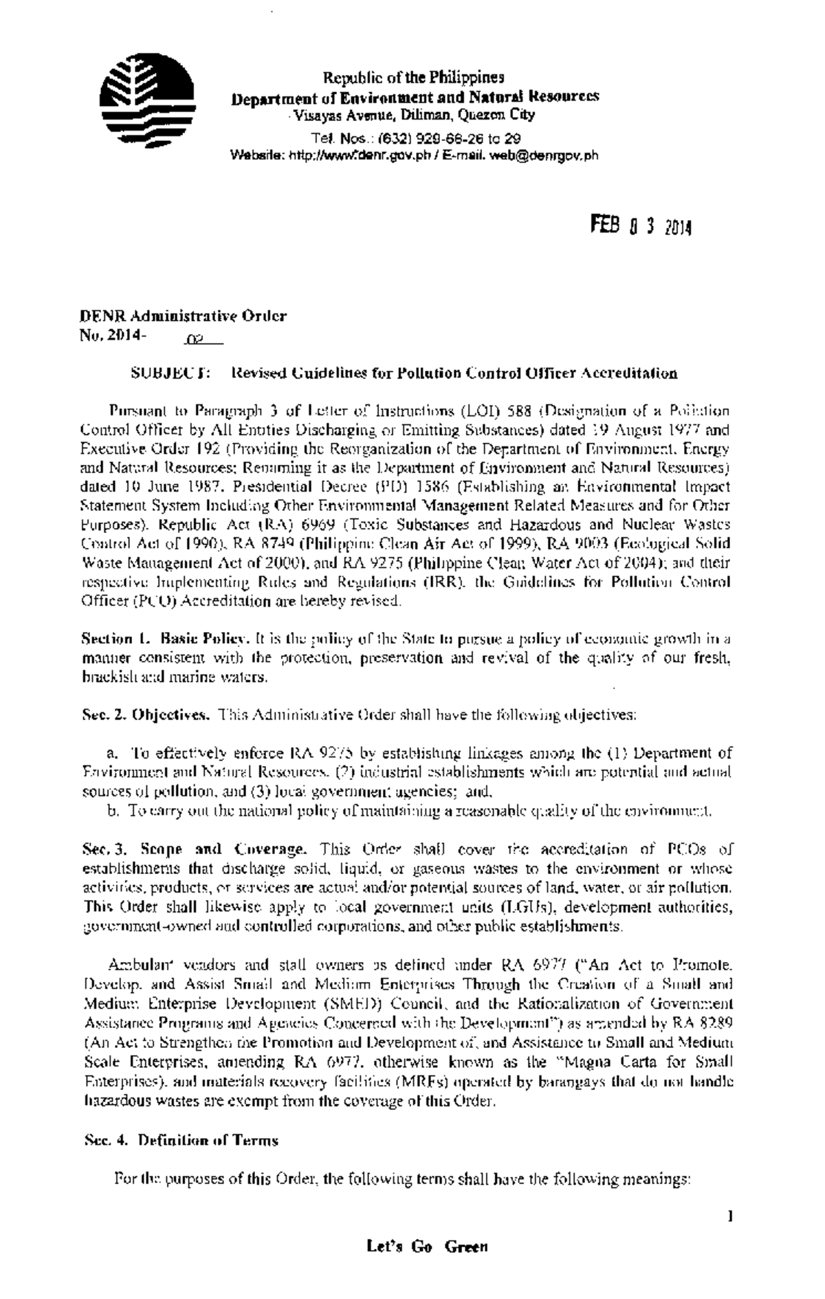 Revised Guidelines for PCO Accreditation - DENR Administrative Order ...