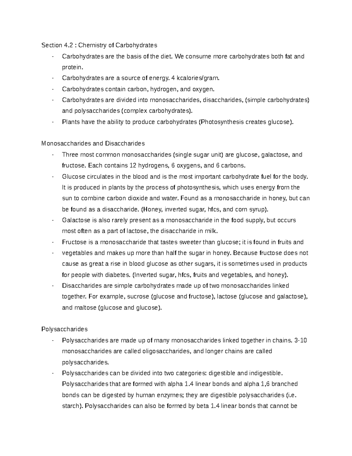 Nutrition notes - Section 4 : Chemistry of Carbohydrates ...