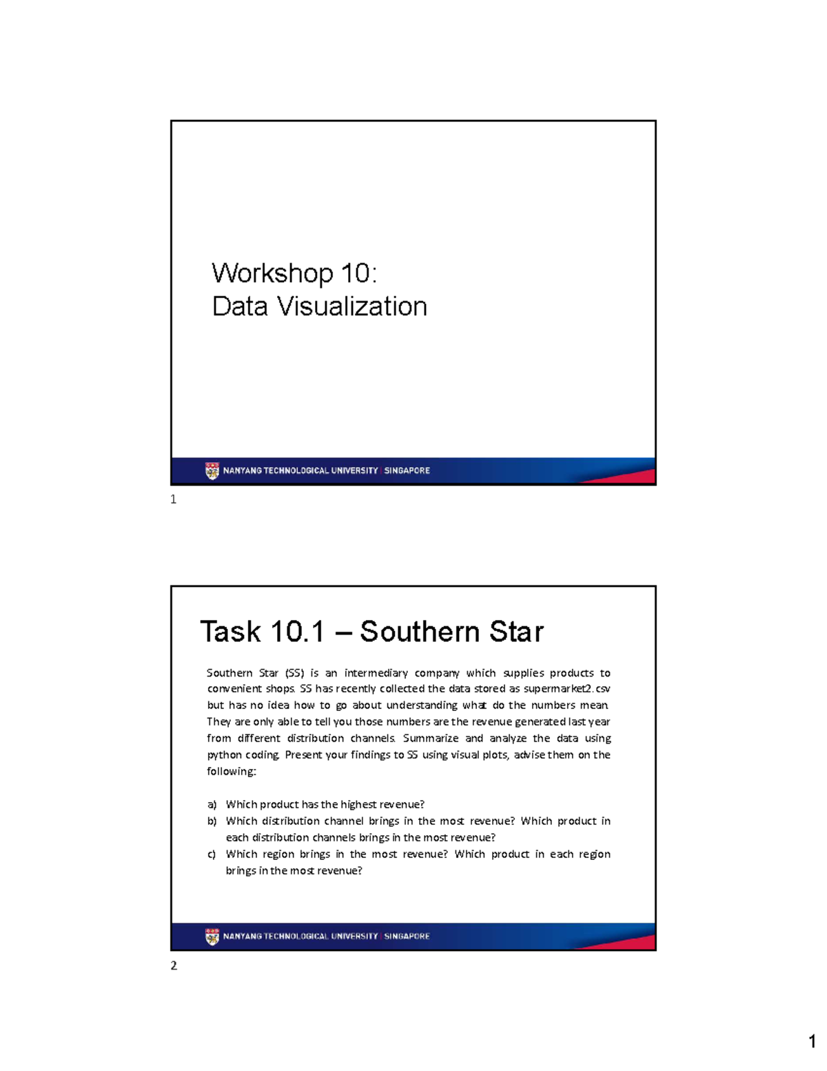 S10 Workshop: Data Visualization & Analysis of Southern Star Data - Studocu