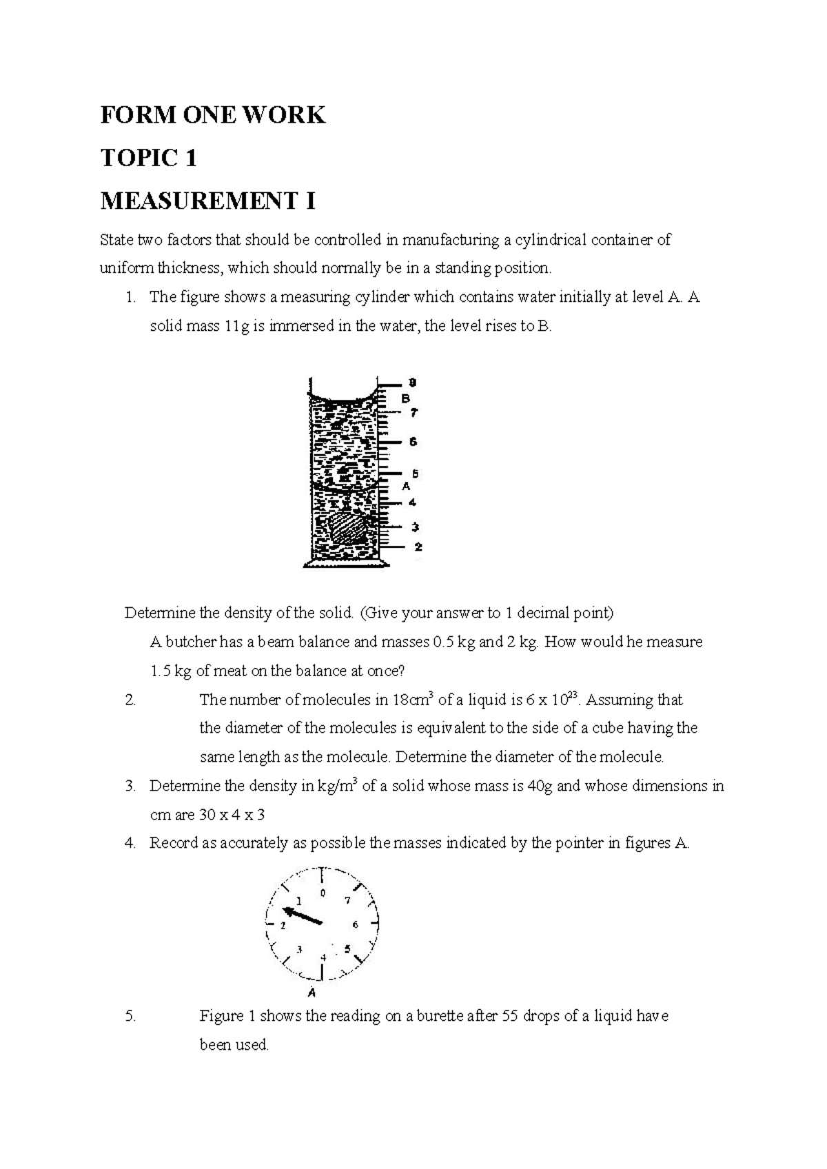 Form One Physics Notes - Measurement and Density Concepts - Studocu