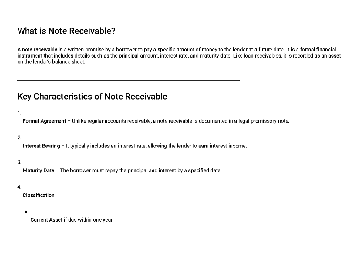 Notes - nnnn - What is Note Receivable? A note receivable is a written ...