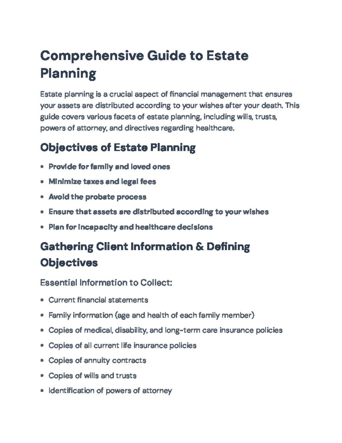 Comprehensive Guide to Estate Planning: Structures, Processes ...