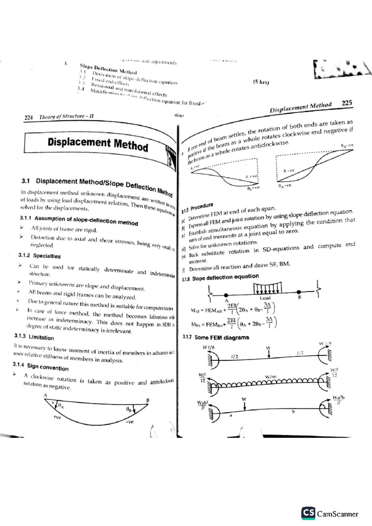 Theory of Structures II: Slope Deflection Method & Displacement ...