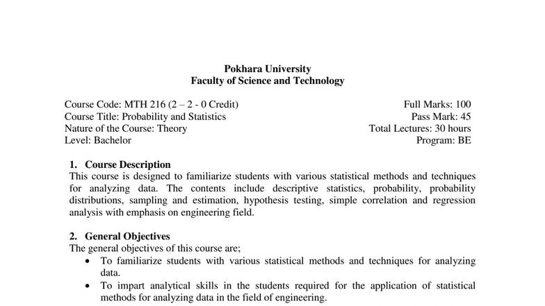 MTH 216 Probability and Statistics Course Overview and Content - Studocu