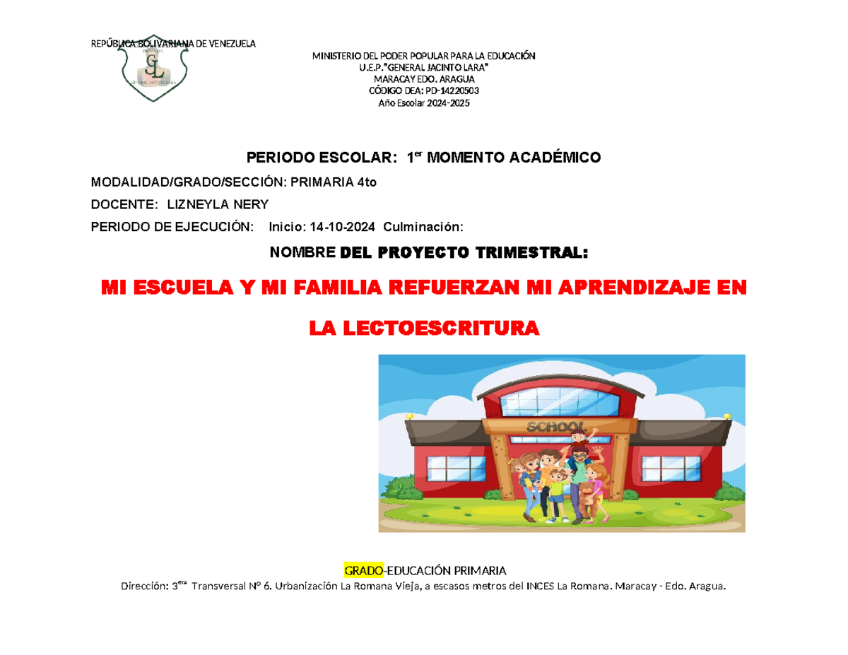 Proyecto Escuela Primaria Instituto Educativo Modelo | 🏫 Proyecto