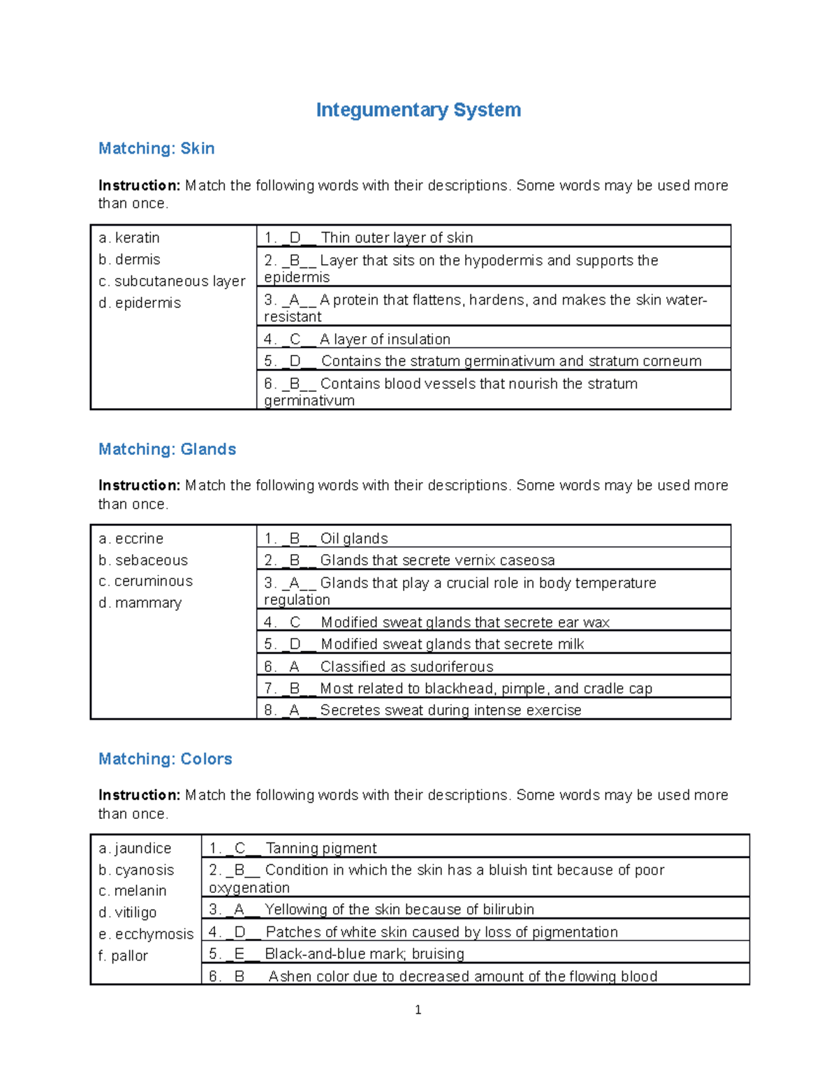 AHP106 Wk2 Integumentary & Skeletal System Assignment - Studocu