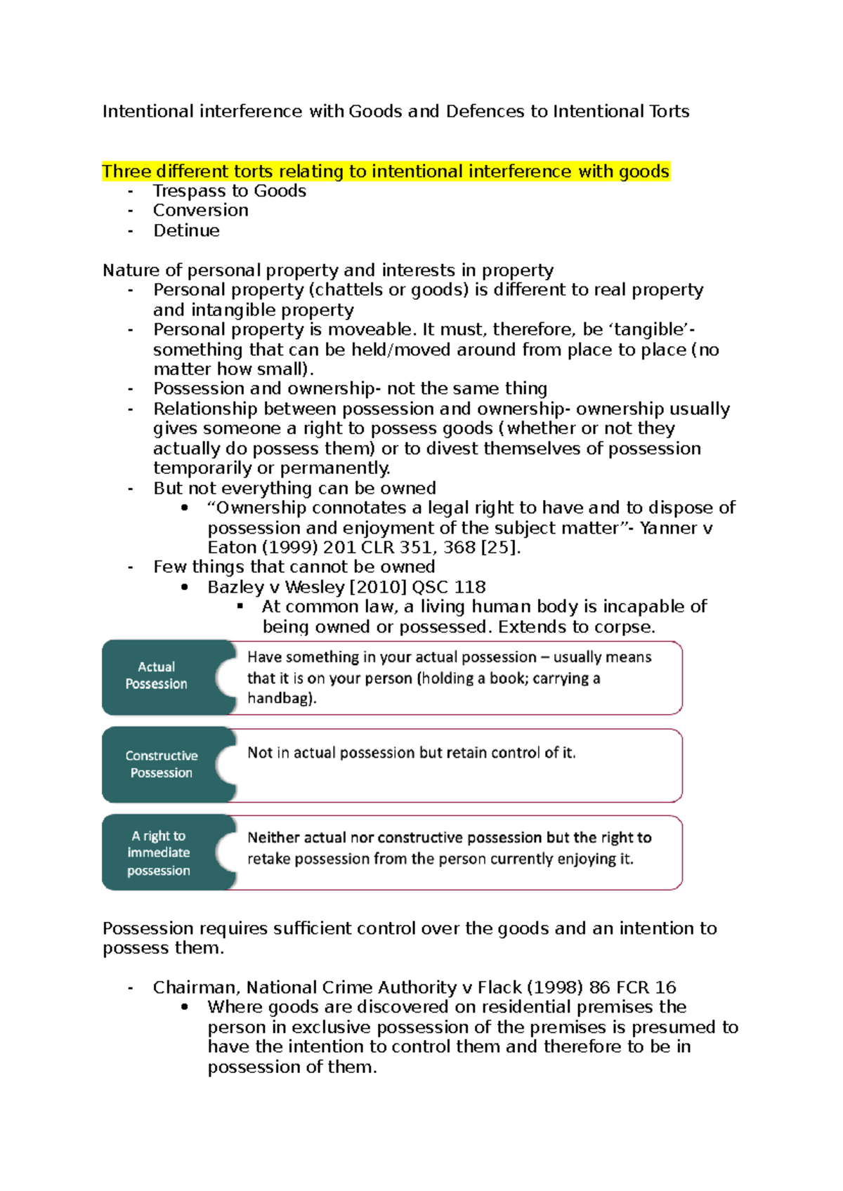 Intentional Interference with Goods: Torts & Defenses (Law 101 ...