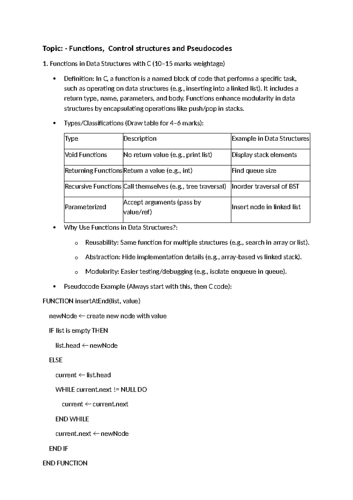 Cca7650a Functions, Control Structures & Pseudocode Study Guide - Studocu