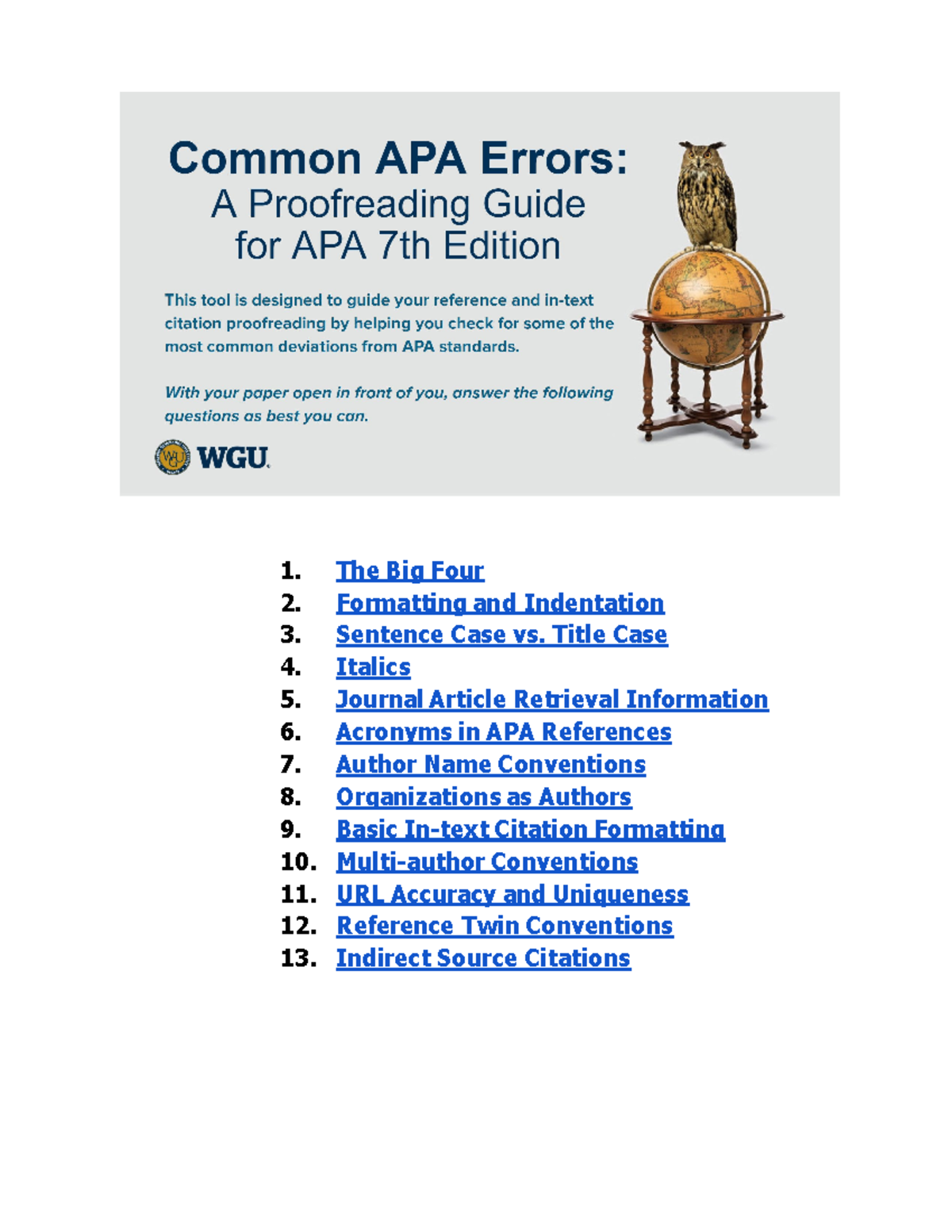 Common APA Errors - A Proofreading Guide for APA 7th Edition - 1. The ...