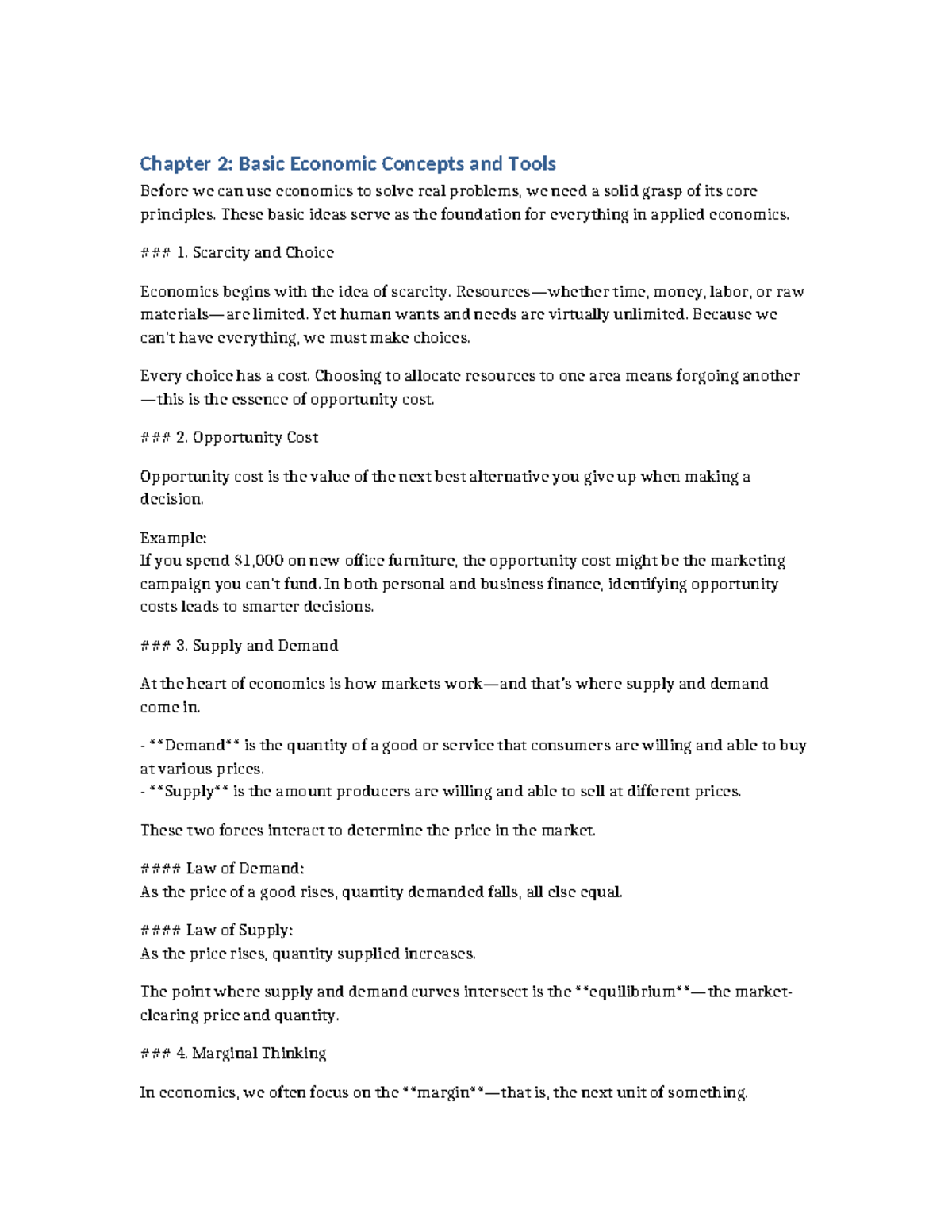 Chapter 02: Fundamental Economic Concepts and Tools - Studocu