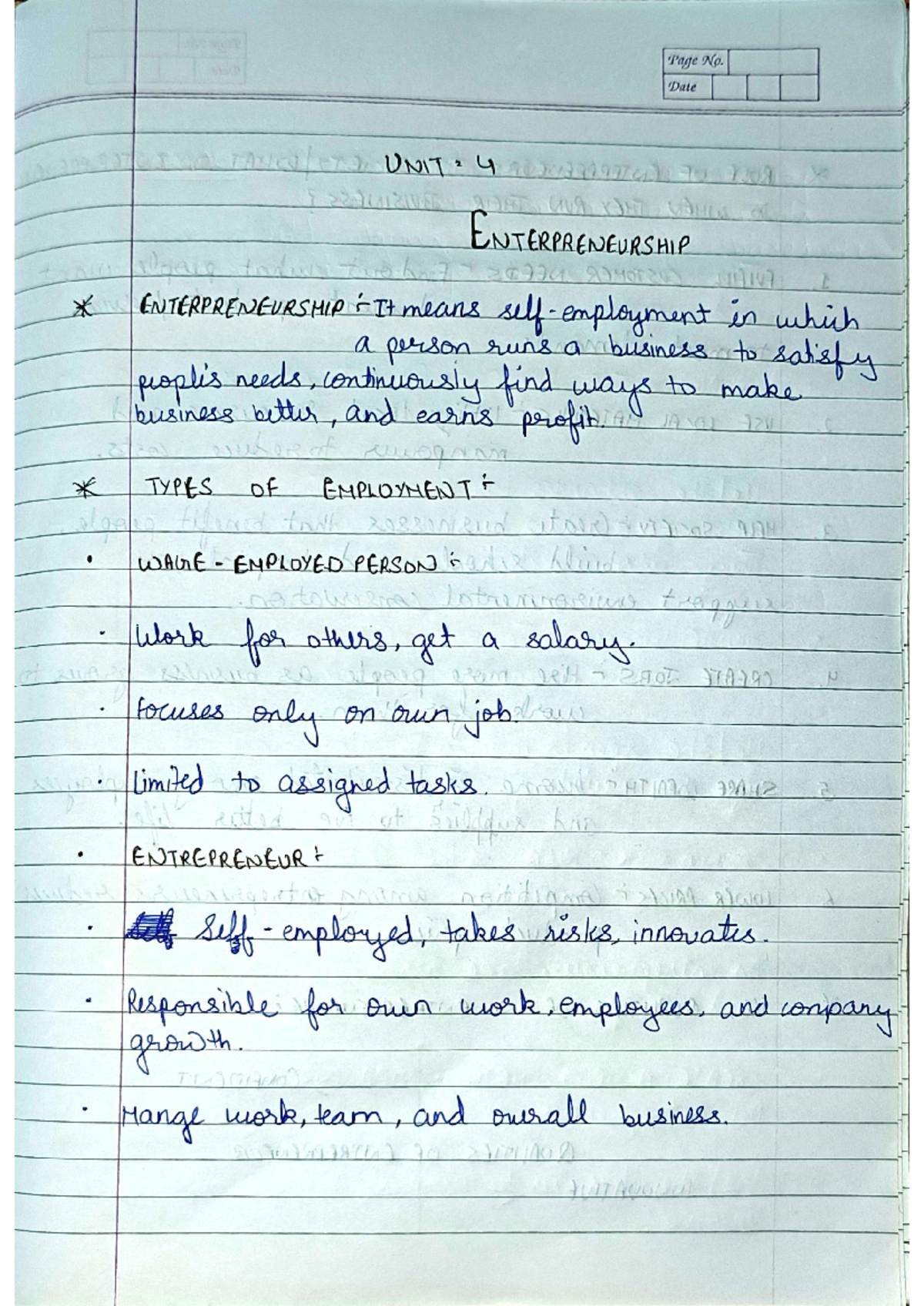 UNIT 4: Summary of Entrepreneurial Qualities and Roles - Studocu