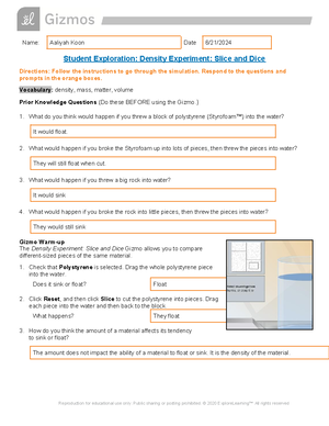 Element Builder SE - Lab Gizmo - Name: Aaliyah Koon Date: 6/21/ Student Exploration: Element ...