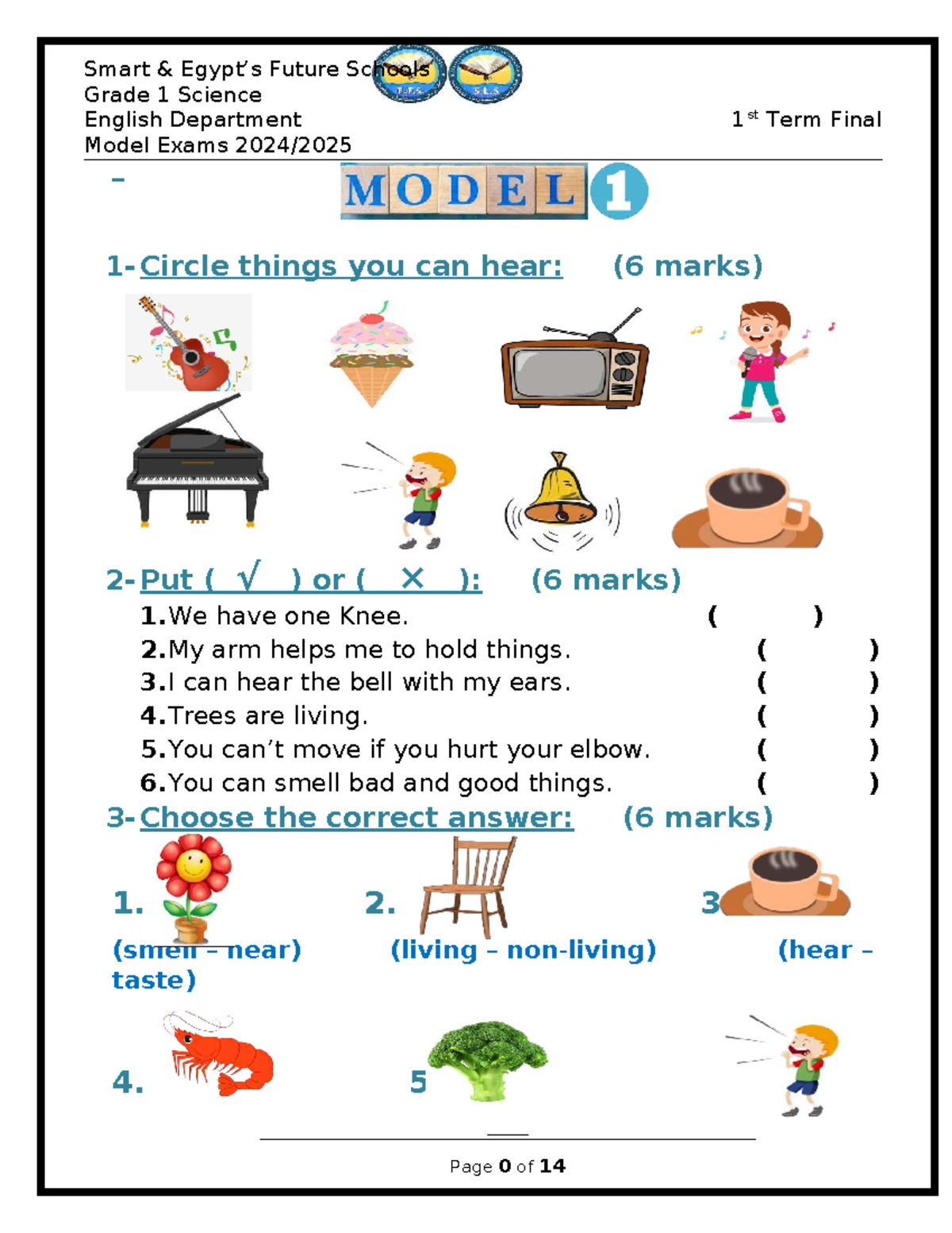G1 Science 1st Term Final Model Exams 2024-2025 - Studocu
