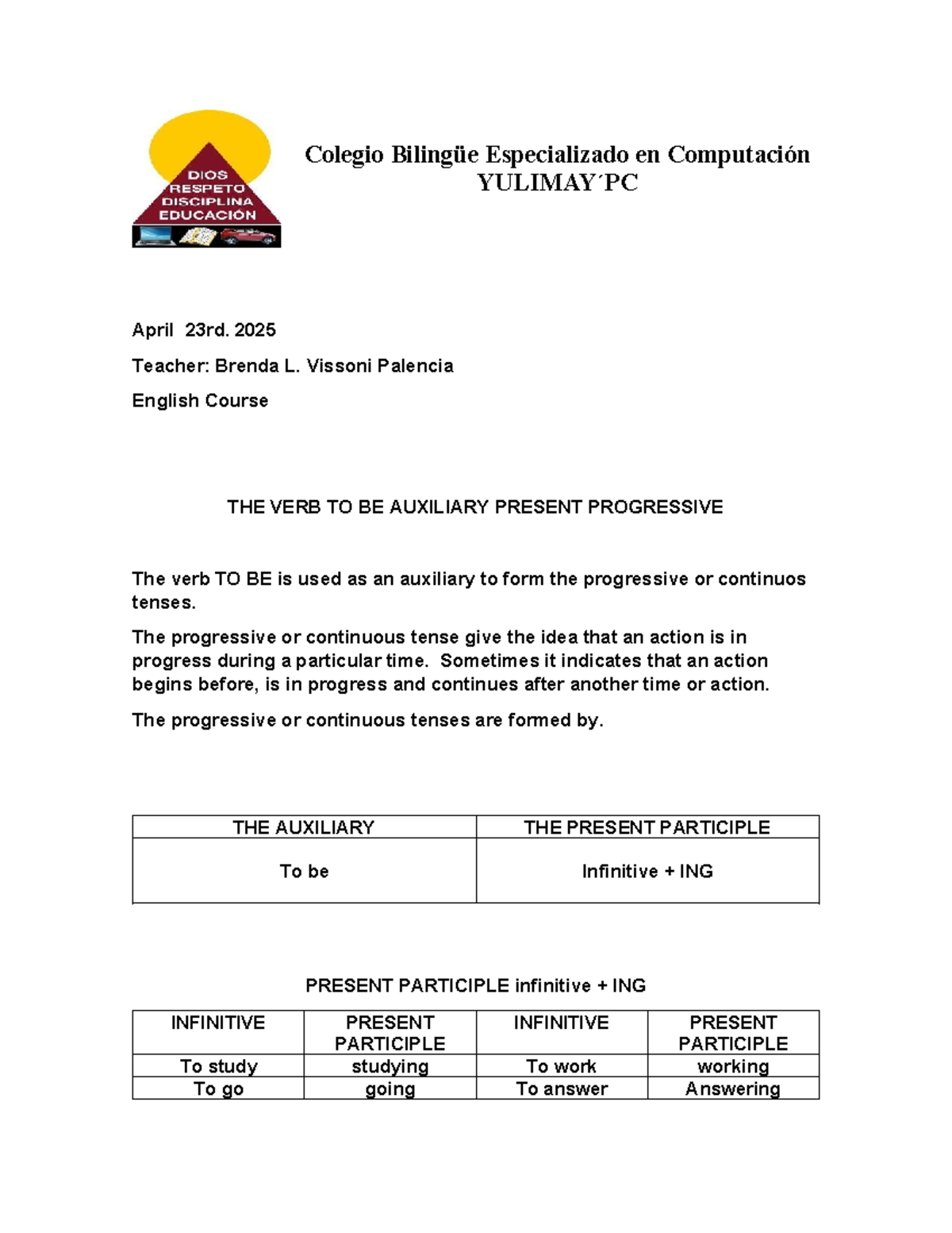 Chapter 5: The Verb To Be - Auxiliary Present Progressive (ENG 101 ...