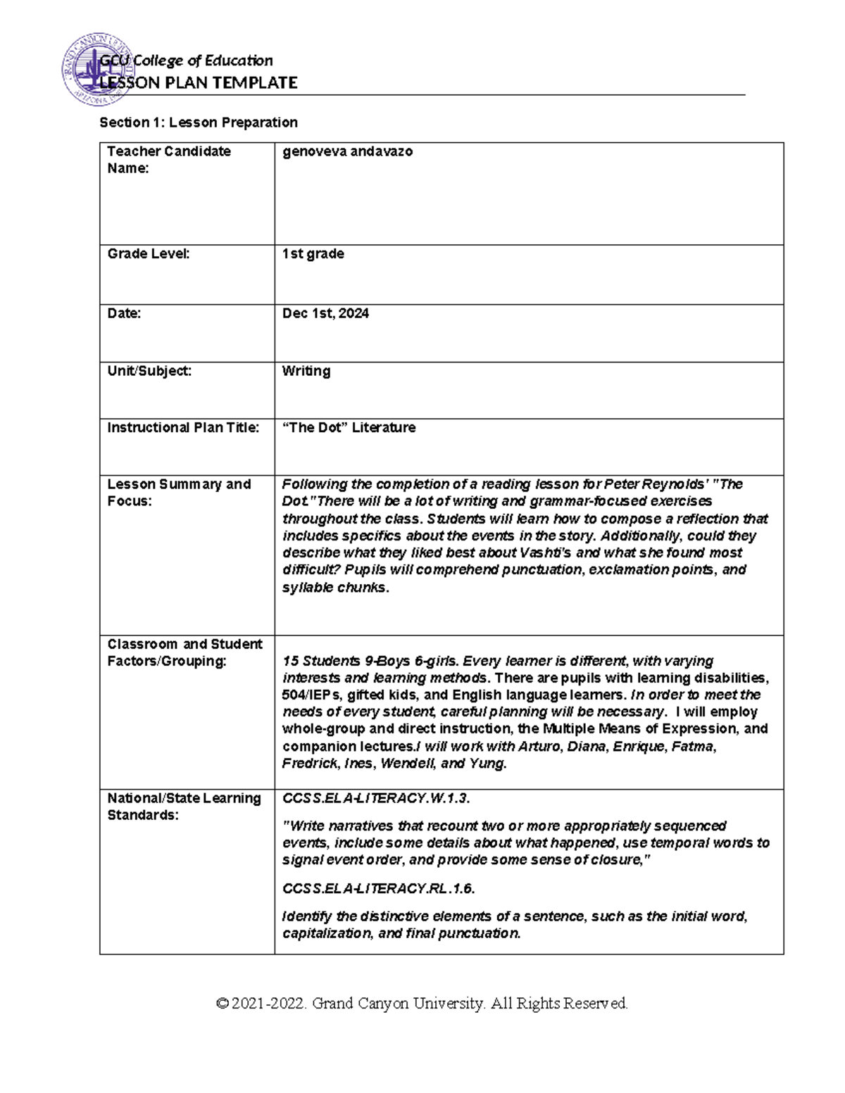 Coe-lesson-plan-template - LESSON PLAN TEMPLATE Section 1: Lesson ...