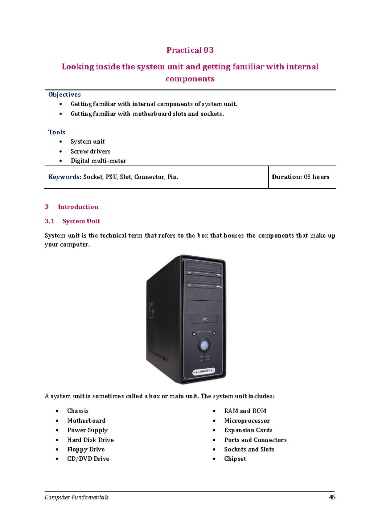Practical 03: Exploring System Unit Components and Their Functions ...