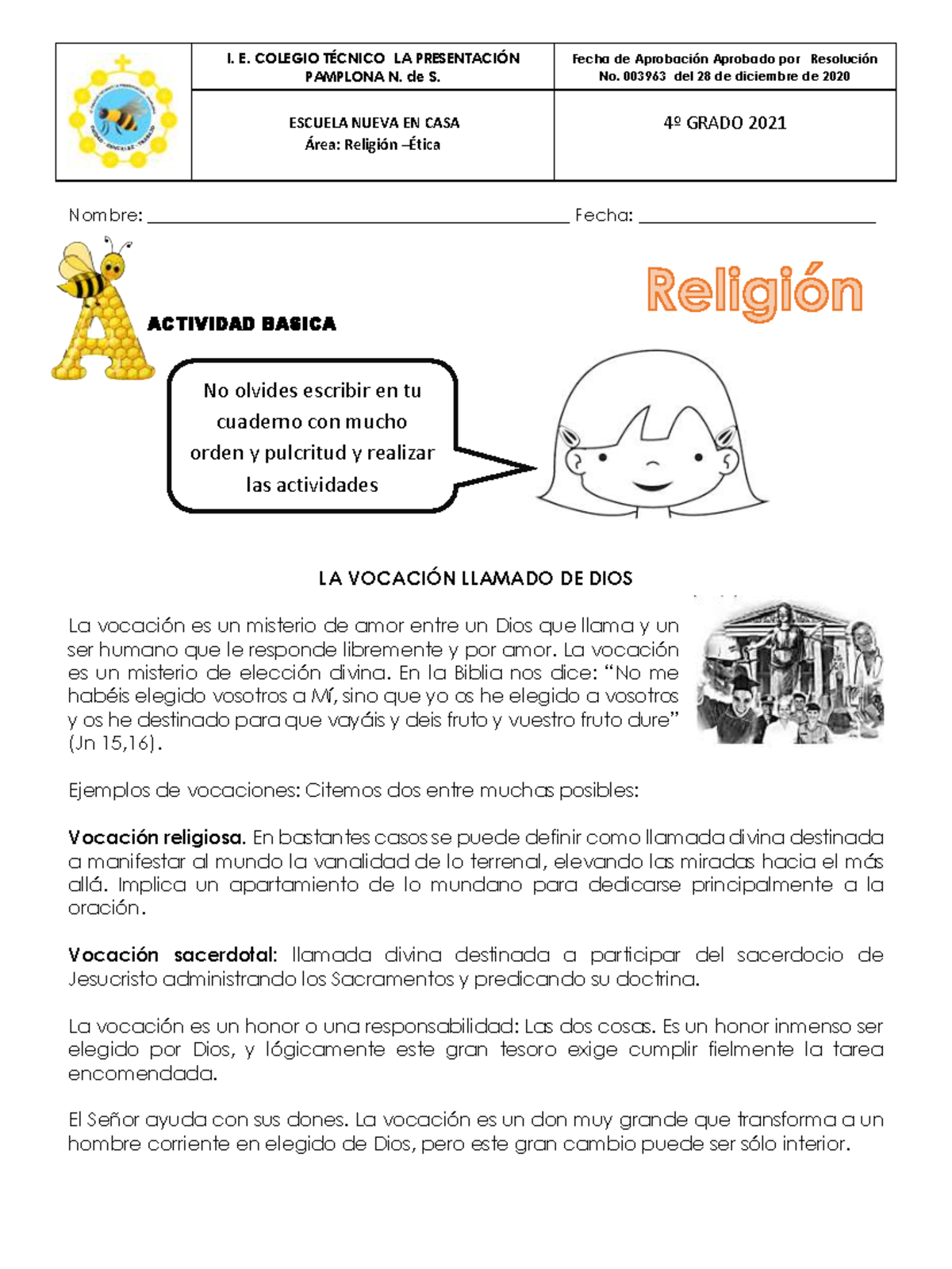 Hoja De Trabajo Sobre El Llamado De Dios