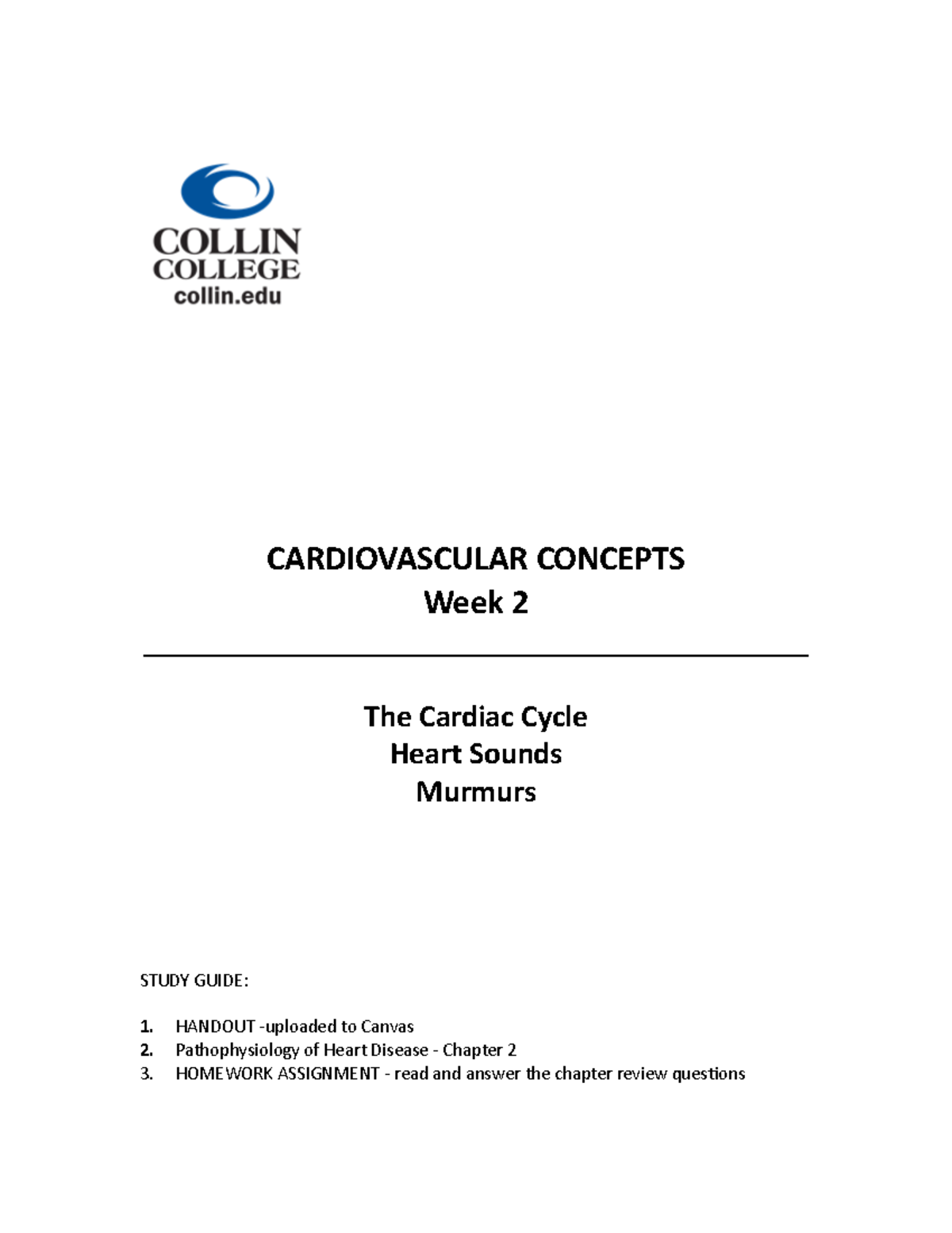 Cardiovascular Concepts (PATH 101): Cardiac Cycle, Heart Sounds ...