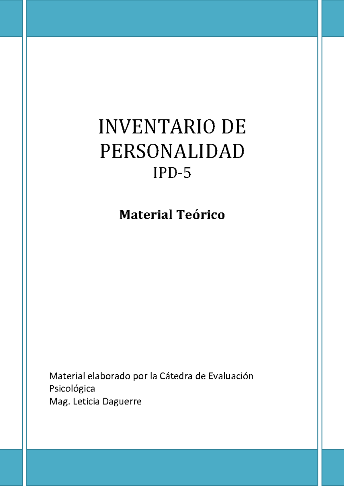 Evaluación Psicológica y Psicometría - PID5 Manual Completo - Studocu